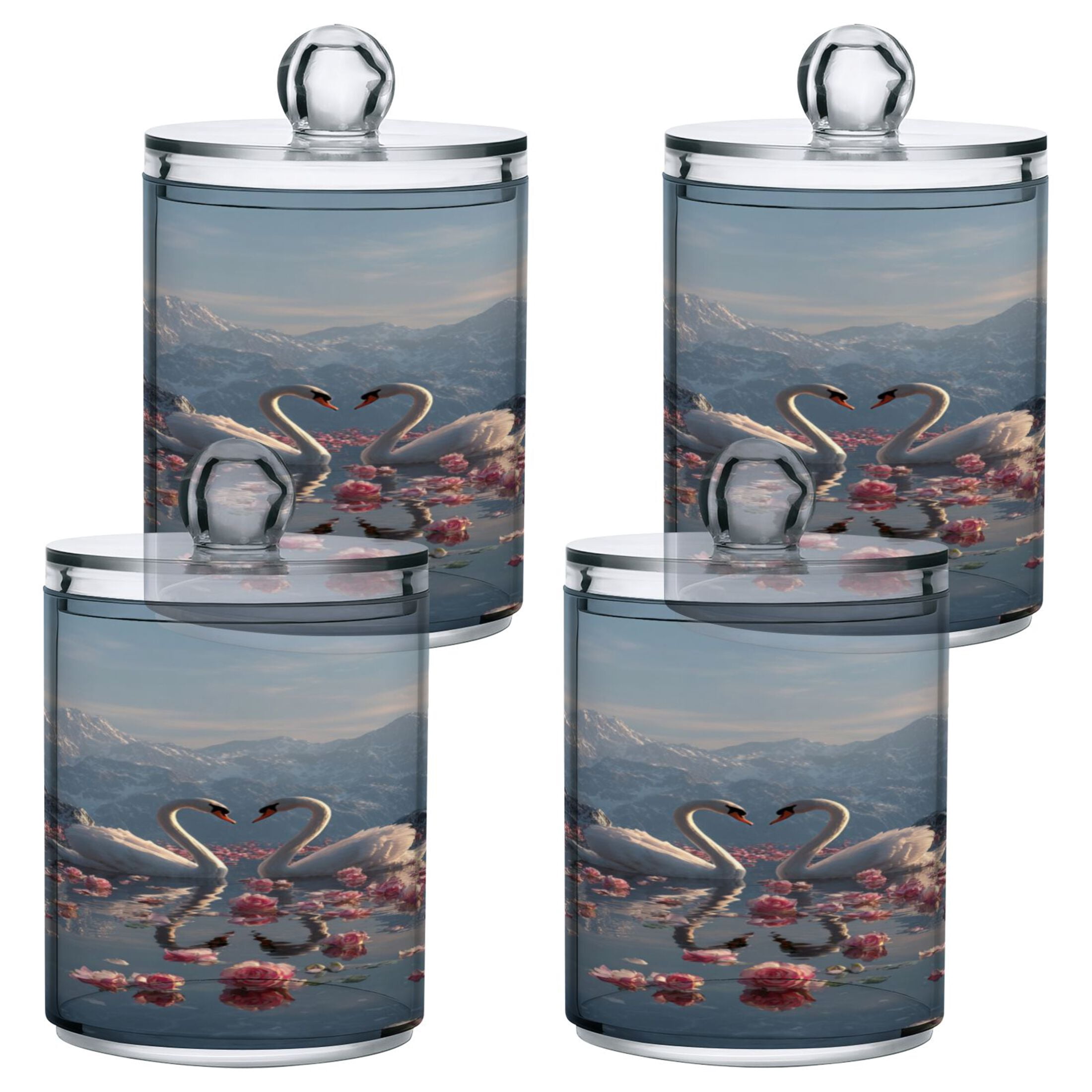 4PCS Clear Storage Jars Cotton Swabs Cans Translucent Plasticental ...