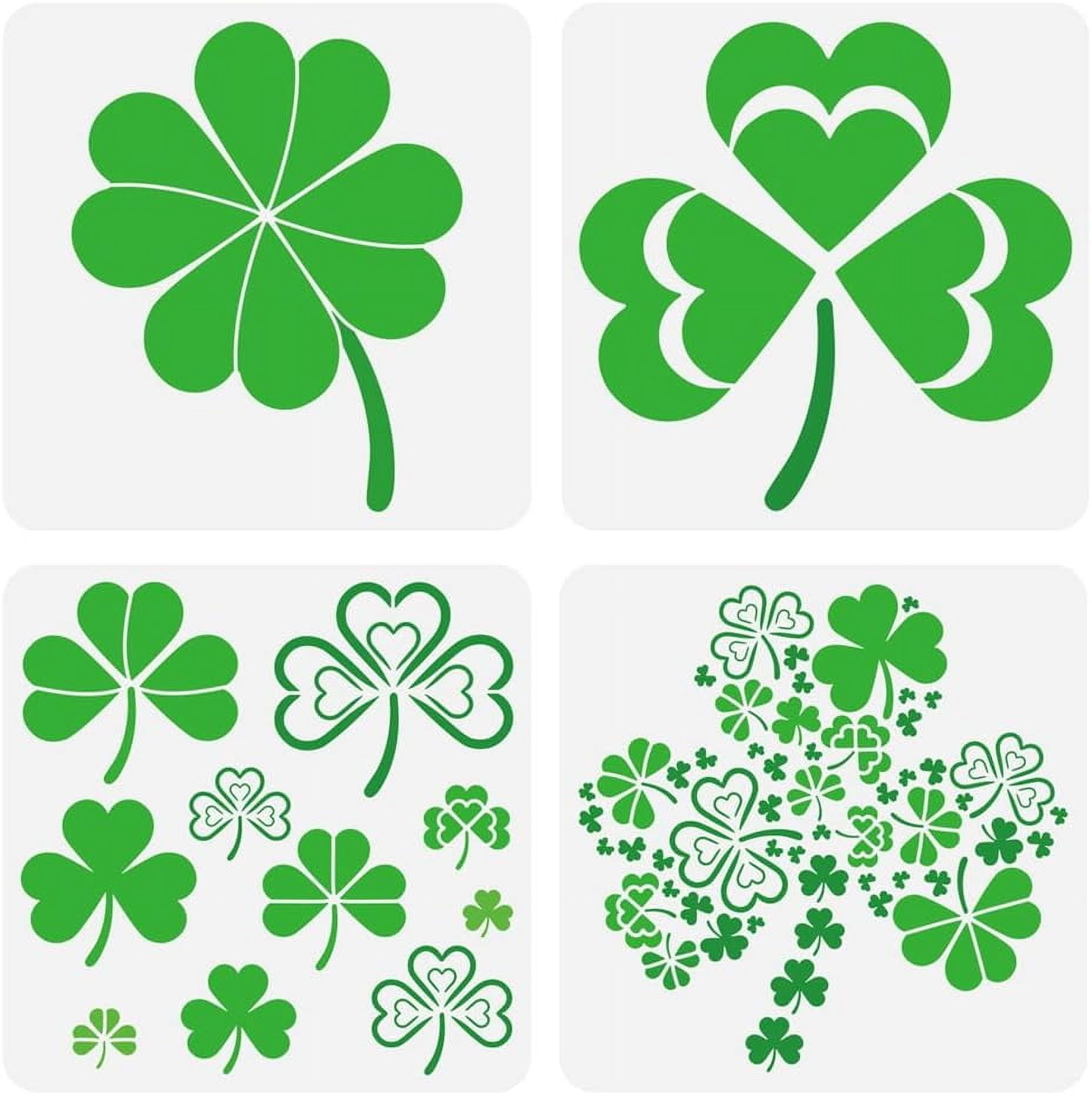 4PCS Clover Stencil for Painting 11.8x11.8 inch Square Three Leaf ...