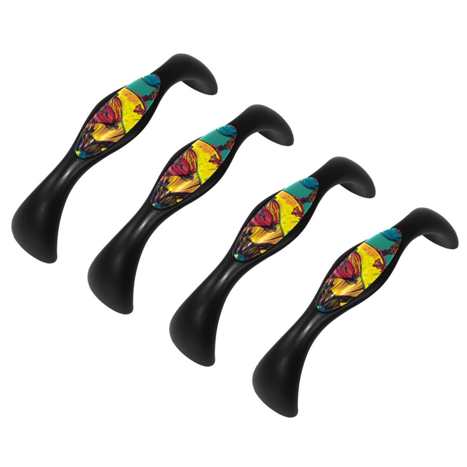 4PCS Colorful Betta Fish Arched Drawer Pulls Crystal Glass White Knobs ...