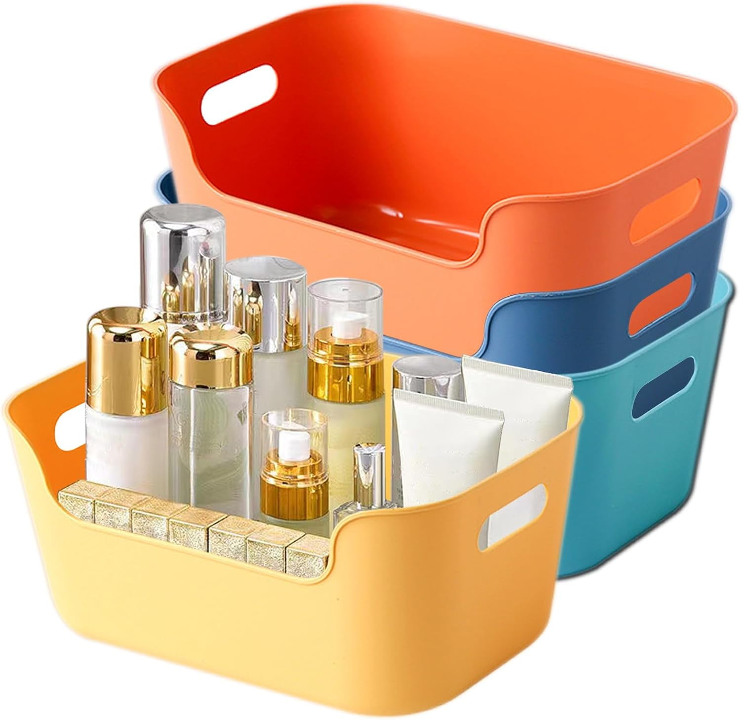 4PCS Colorful Plastic storage bins,Cabinet organizer,Kitchen ...