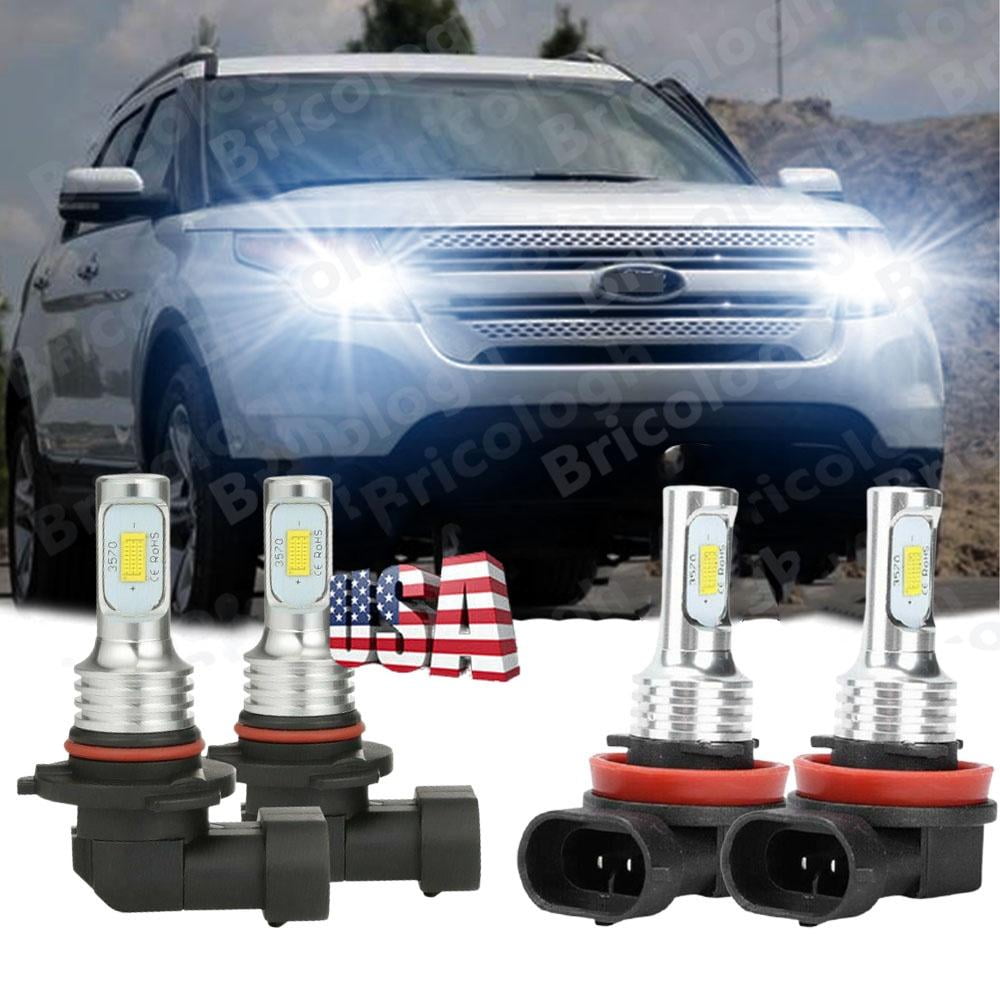 4PCS Combo LED Headlights Fog Light Bulbs Kit 6500K For Ford Explorer ...