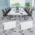 4PCS Conference Table with Wheels, 55.1“ Folding Conference Table, Flip ...
