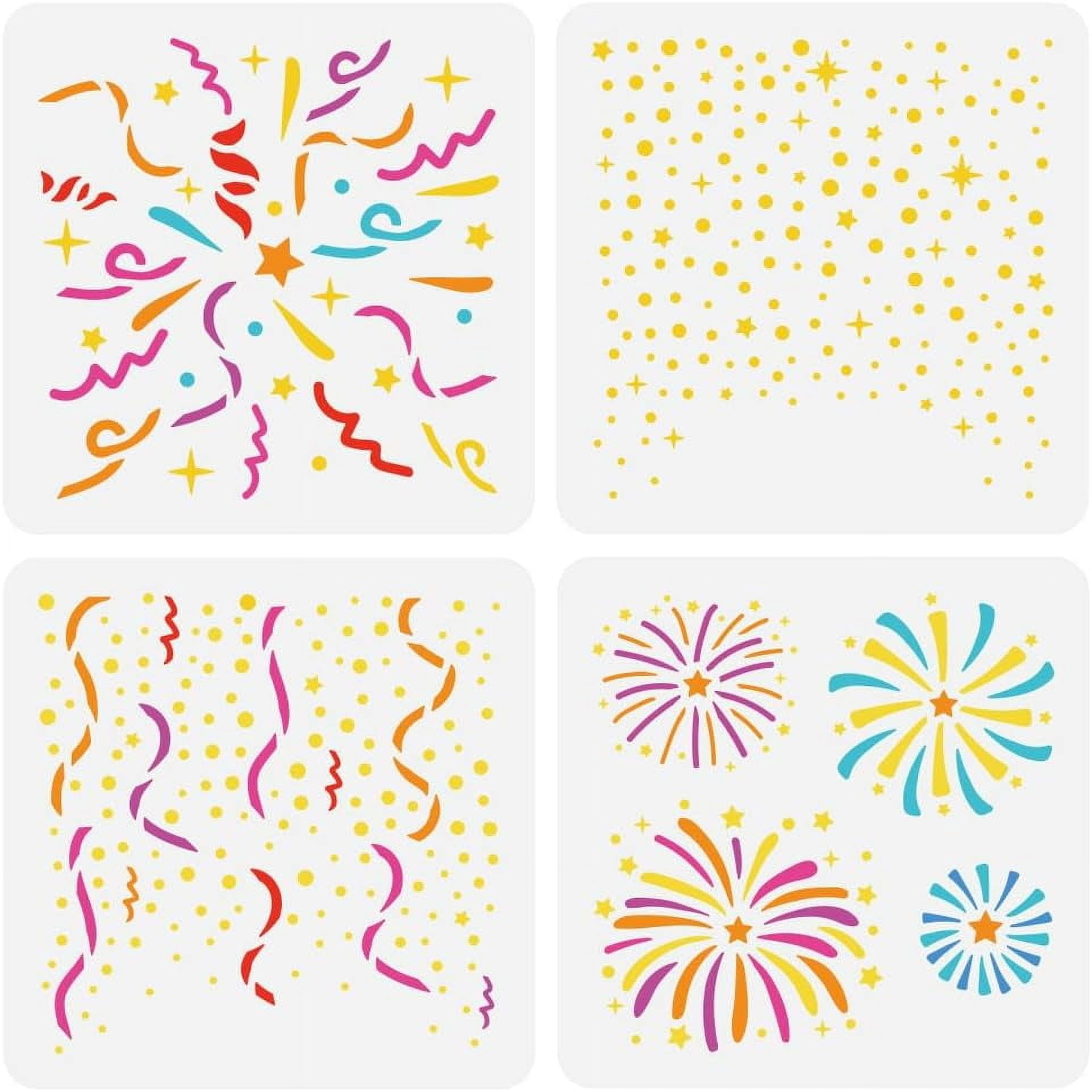 4PCS Confetti Mini Sign Stencil 5.9x5.9inch New Year Greeting Card ...