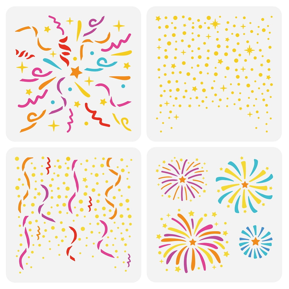4PCS Confetti Mini Sign Stencil 5.9x5.9inch New Year Greeting Card ...