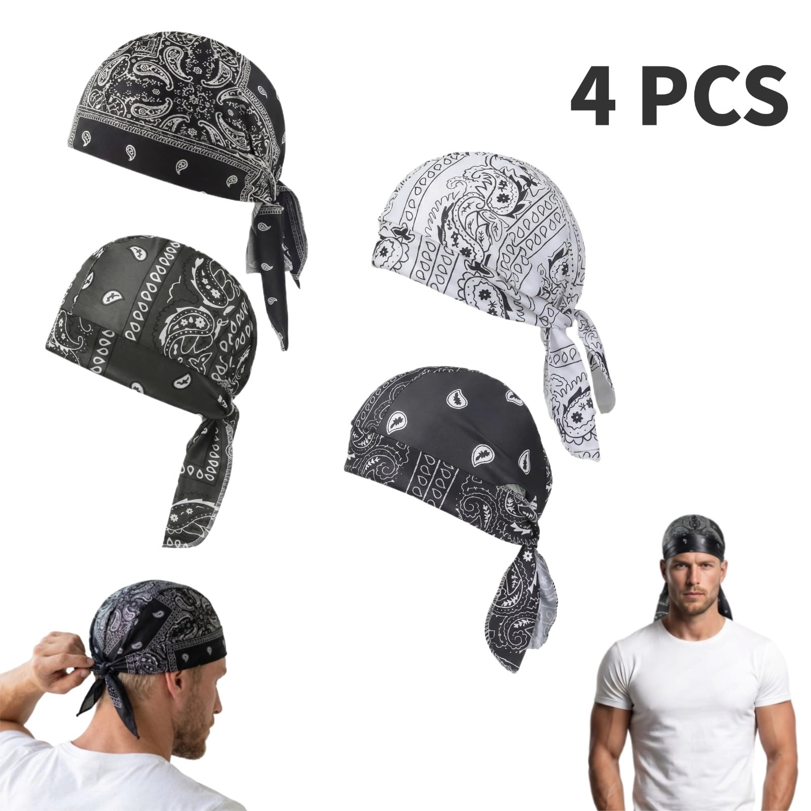 4PCS Cooling Headscarf Cap, Elastic Cycling Cap Cooling Head Wrap ...