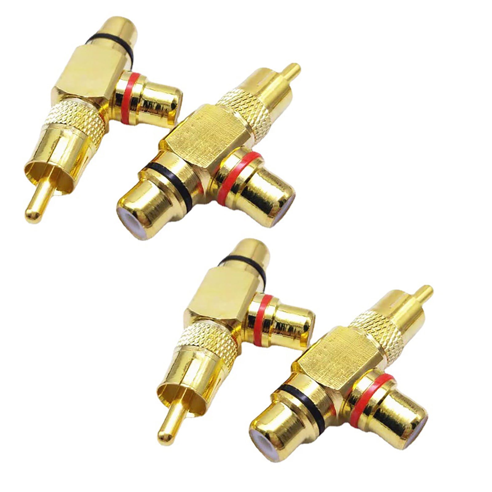 4PCS Copper Audio Splitter Plug RCA 1 Male To 2 Female AV Socket ...