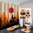 4PCS Cowboy Shower Curtain Set, Cowboy Hat Boots Horse Cow Skull Snake ...