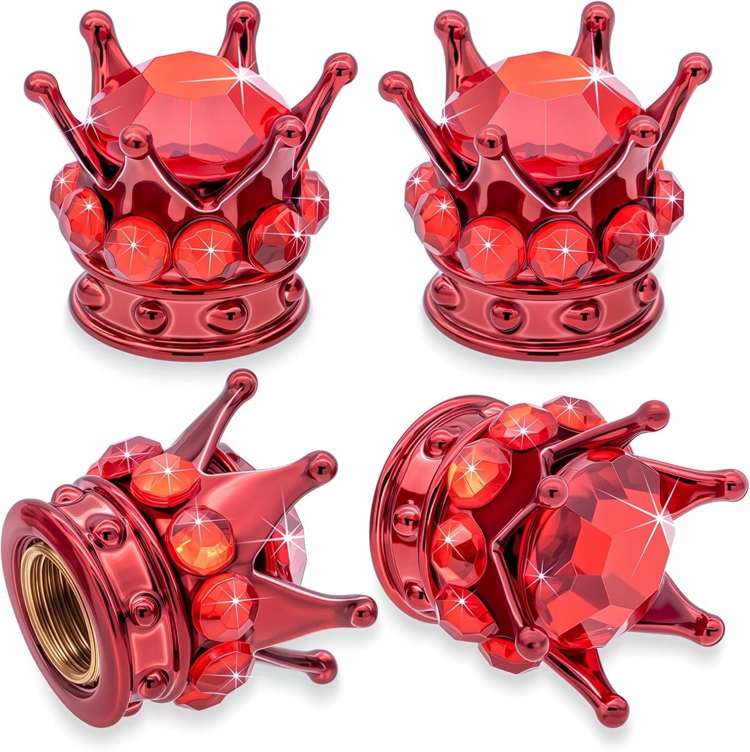 4PCS Crown Bling Tire Stem Valve Caps, Crystal Diamond Tire Air Cap Set ...