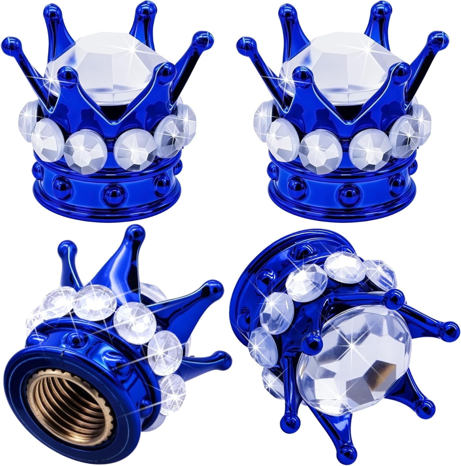 4PCS Crown Bling Tire Stem Valve Caps, Crystal Diamond Tire Air Cap Set ...