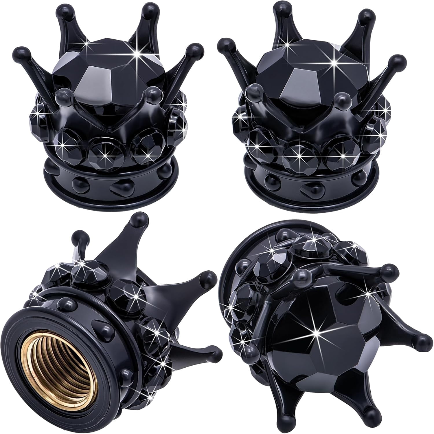 4PCS Crown Bling Tire Stem Valve Caps, Crystal Diamond Tire Air Cap Set ...