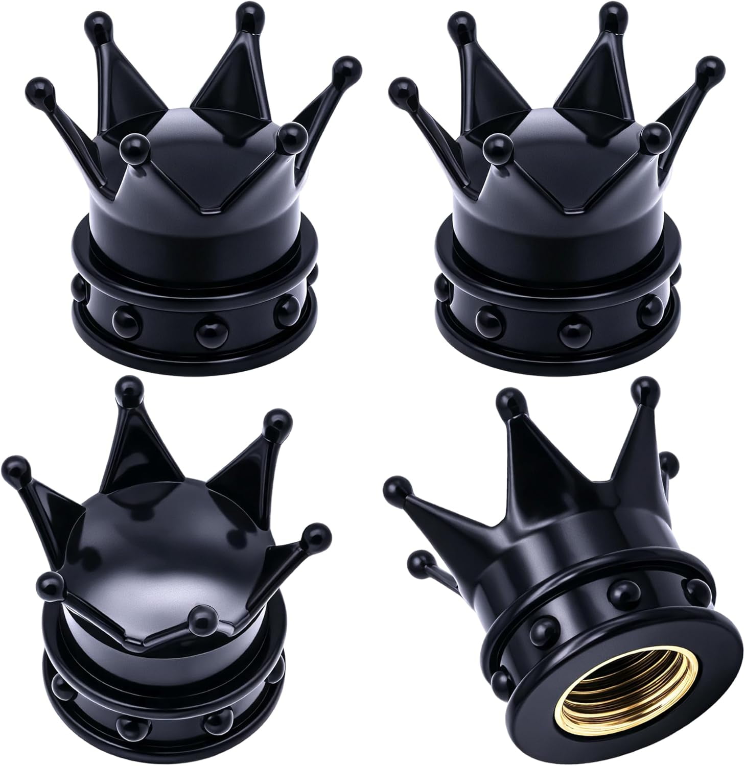 4PCS Crown Tire Valve Stem Caps, with O Rubber Ring, Tire Air Valve Cap ...