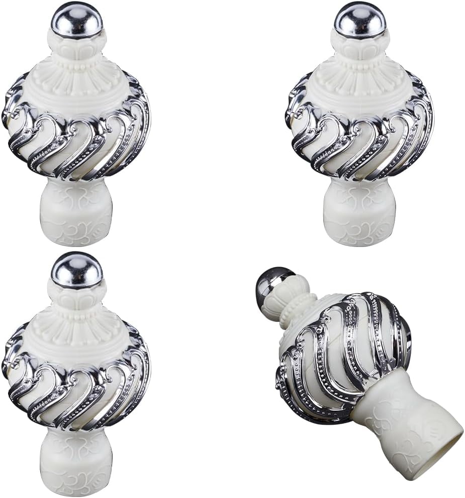 4PCS Curtain Rod Covers Ends Oldlace Plastic Curtain Finials Ends Caps ...
