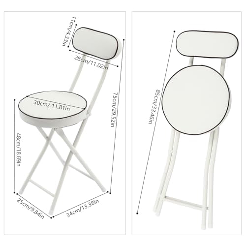4PCS Cushioned Padded Folding Stool, Portable Bar Stool with Back ...