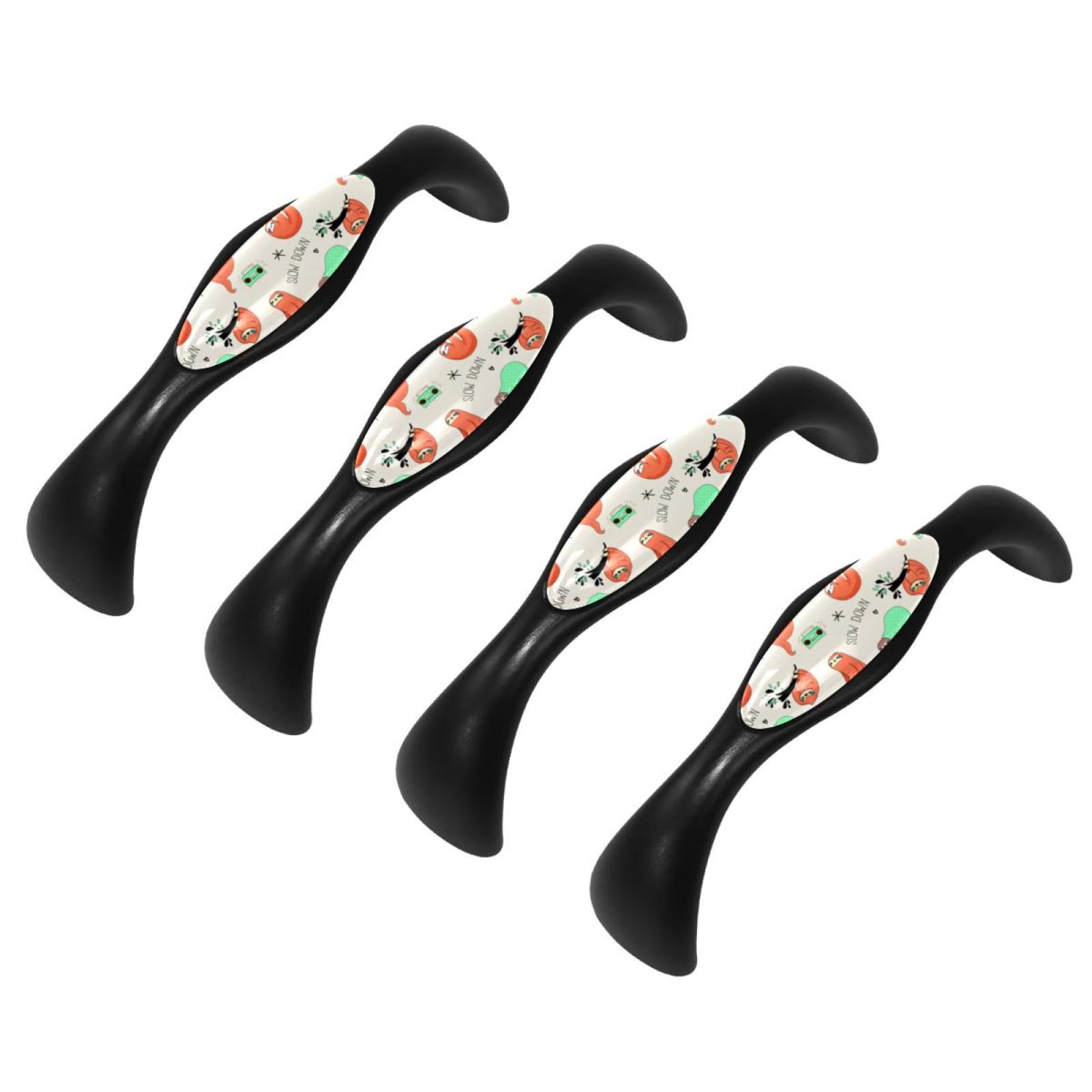 4PCS Cute Sloths Arched Drawer Pulls Crystal Glass White Knobs with ...