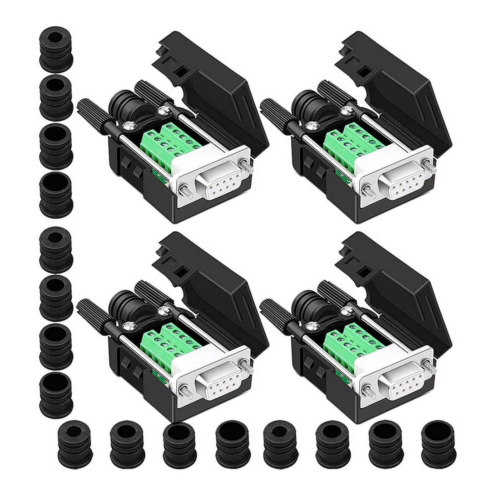 4pcs Db9 Female Breakout Connector Db9 Solderless Rs232 D Sub Serial To 9 Pin Port Terminal