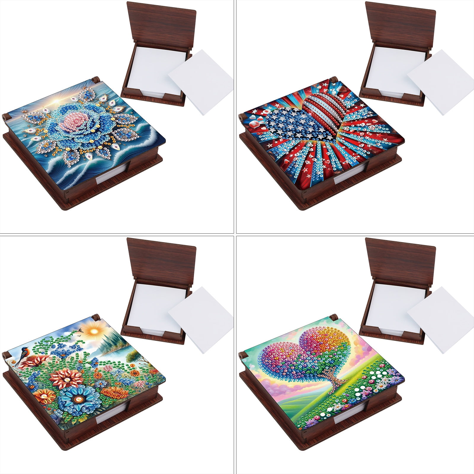 4PCS DIY Diamond Note Box Diamond Art Painting Creative Design Wooden ...
