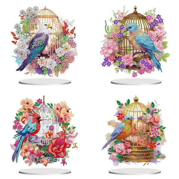 4PCS DIY Dotted Diamond Ornaments, Diamond Art Paintings, Flowers And ...