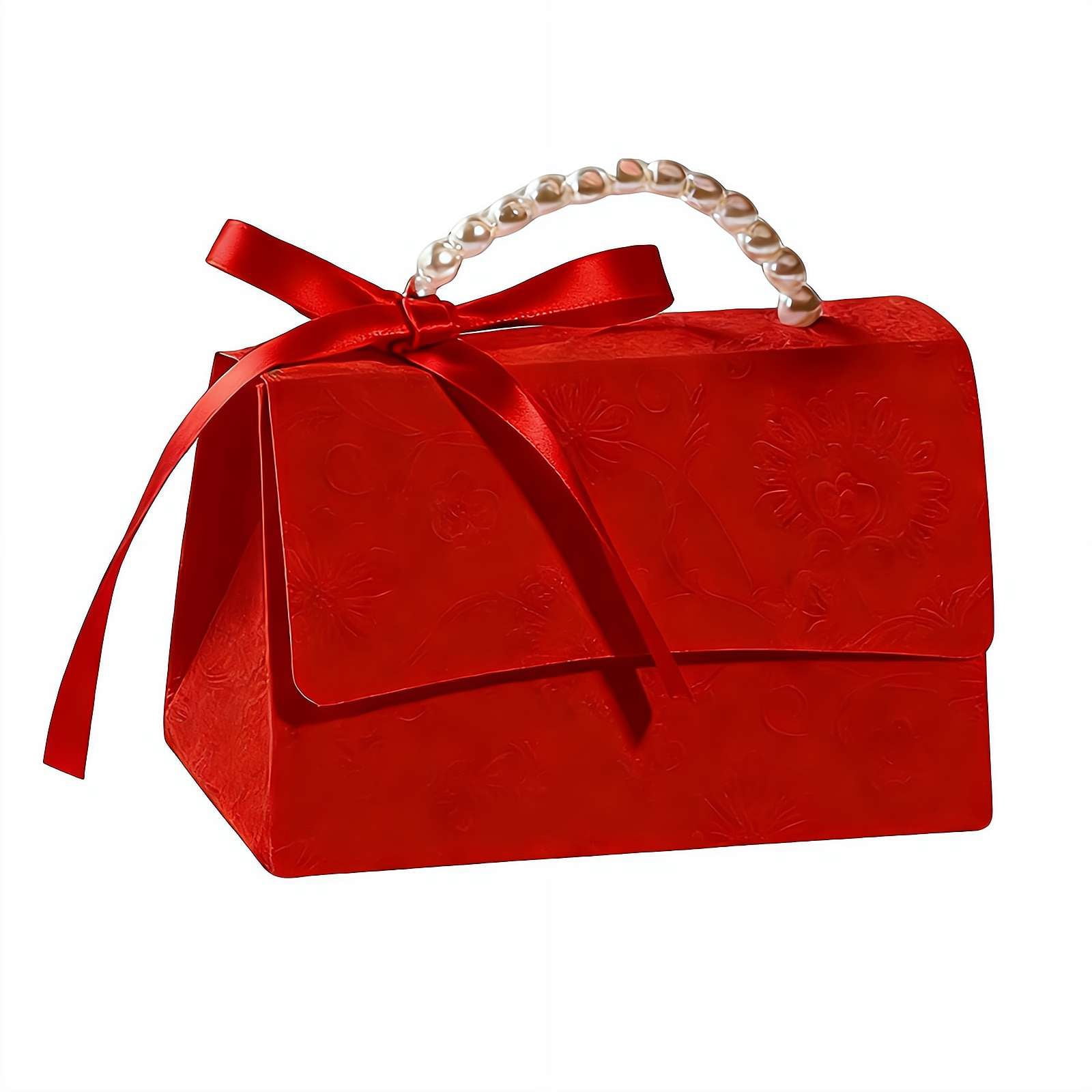 4PCS DIY Wedding Favor Boxes Set with Pearl Handle & Ribbons, Paper ...