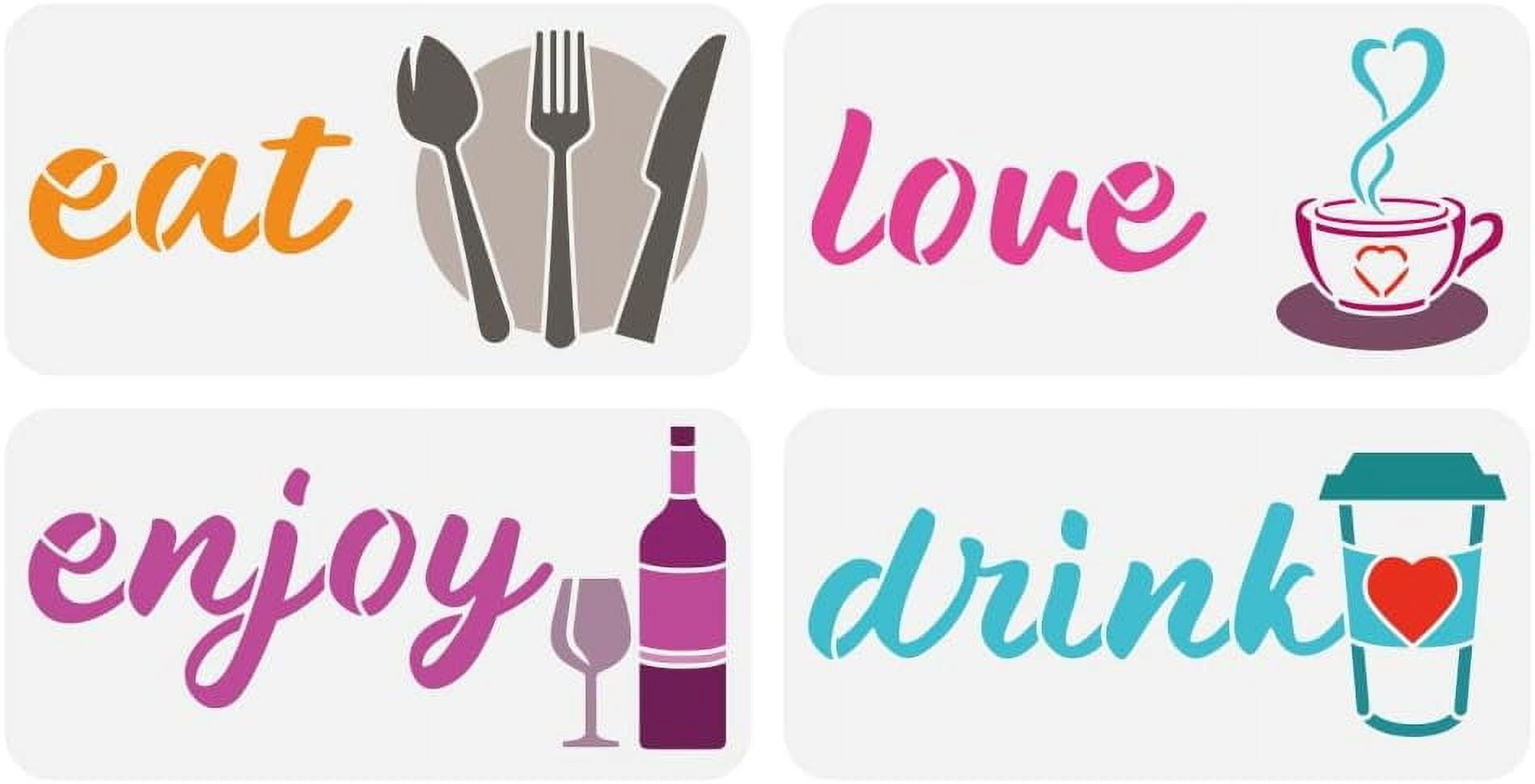 4PCS Decorative Words Painting Stencil 11.8x5.9inch Eat Drink Love ...
