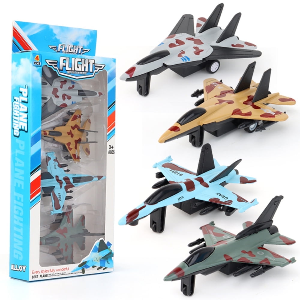 4PCS Diecast Fighter Jets Pullback Airplane Toys Military Plane Fighter ...