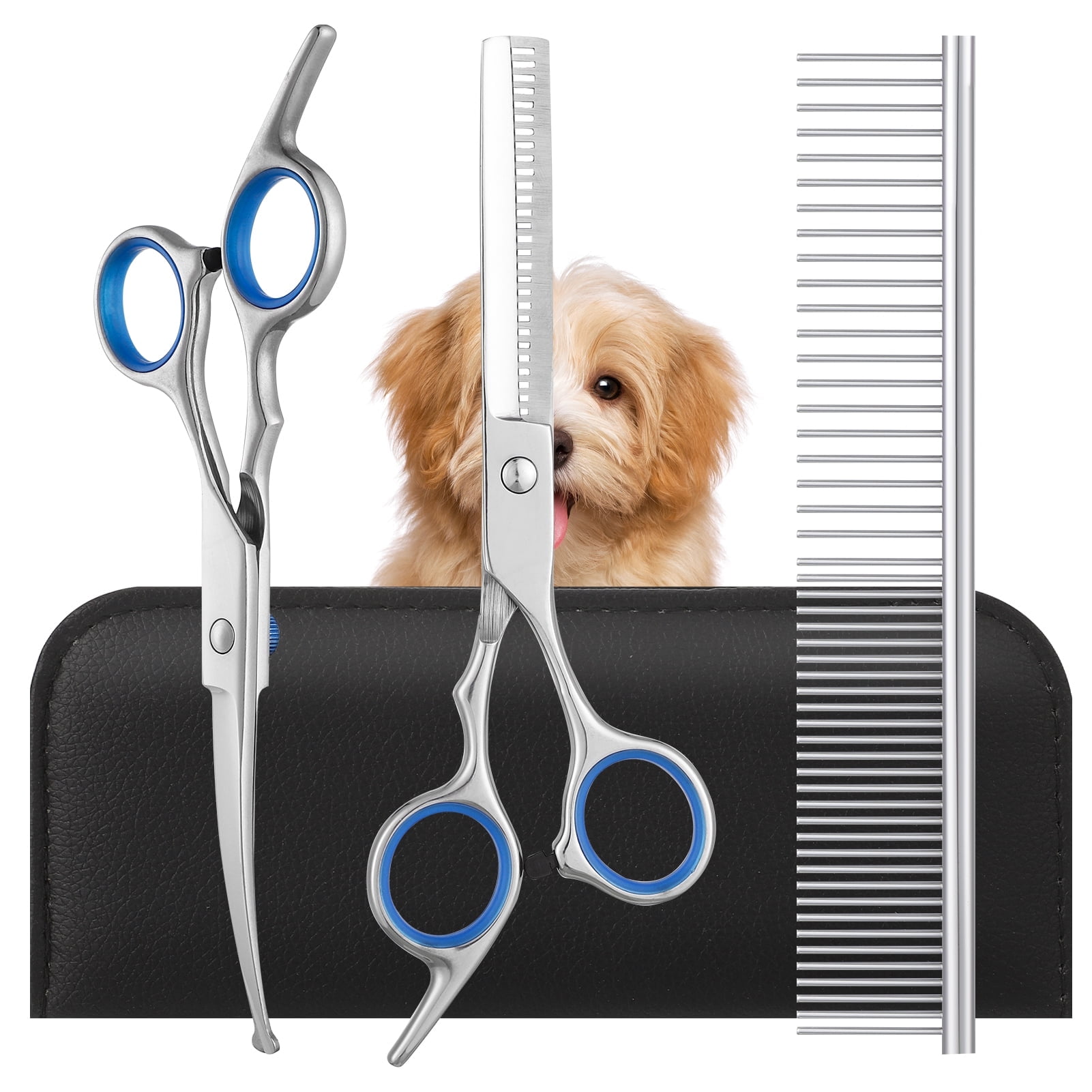4PCS Dog Grooming Scissors with Safety Round Tip, Stainless Steel Pet ...