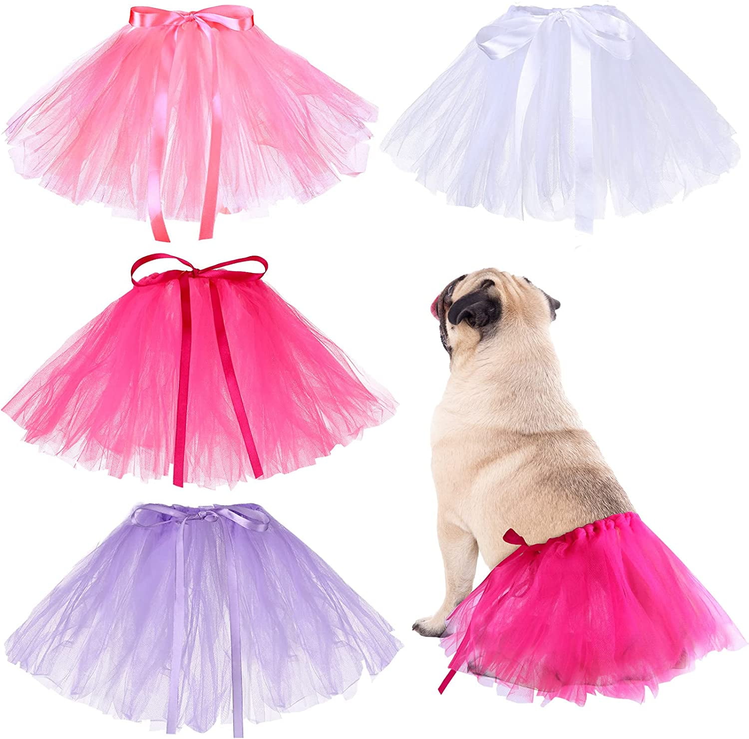 4PCS Dog Tutu Dress Cute Pet Tutu Female Dog Tulle Skirt Dog Birthday ...