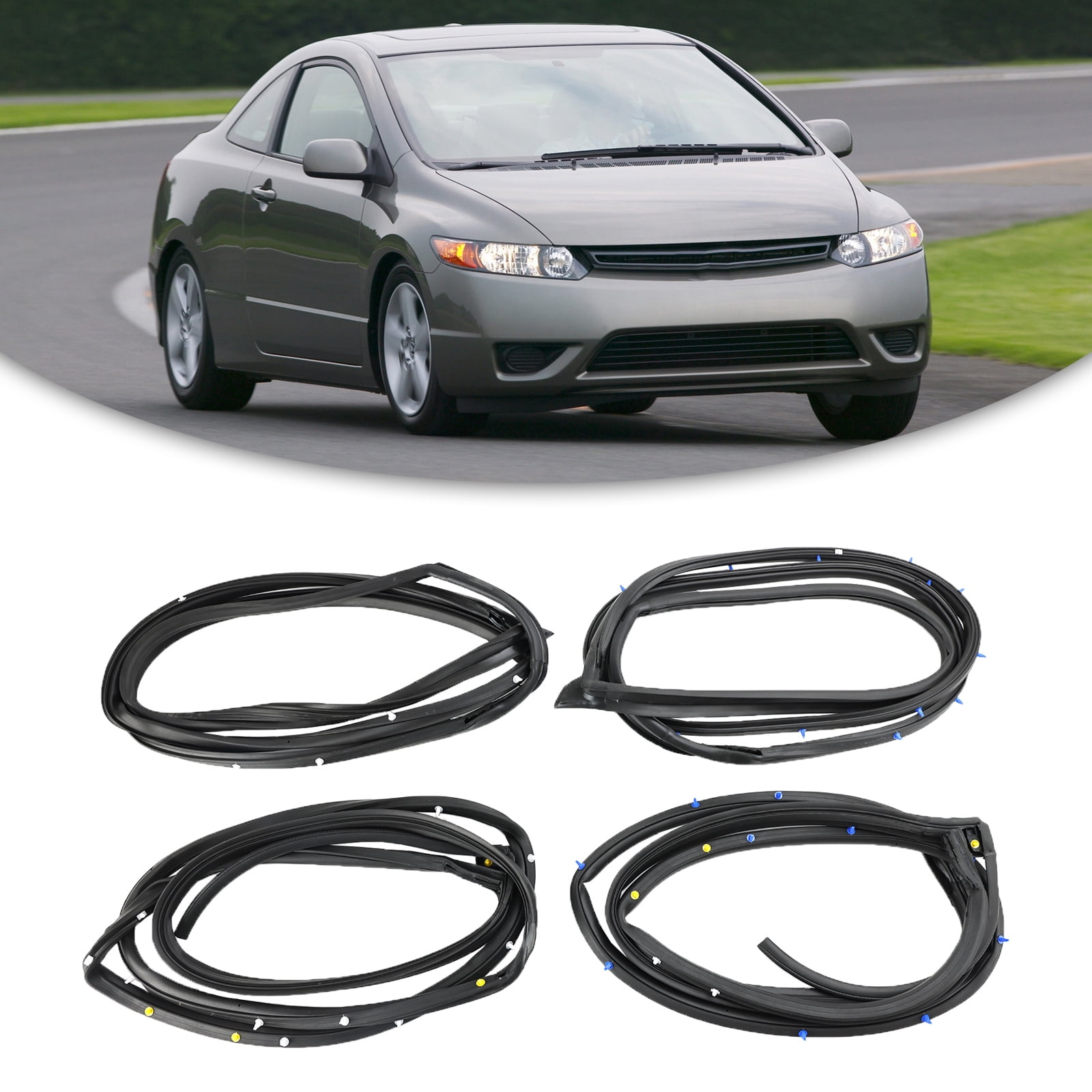 4PCS Door Weatherstrip Silence Opening Gasket For Honda Civic 2006-2011 ...