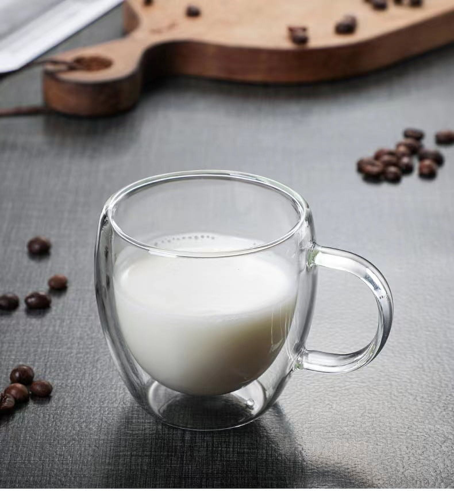 4PCS Double Walled Glass Coffee Mugs (150ml), Thermal Insulated ...