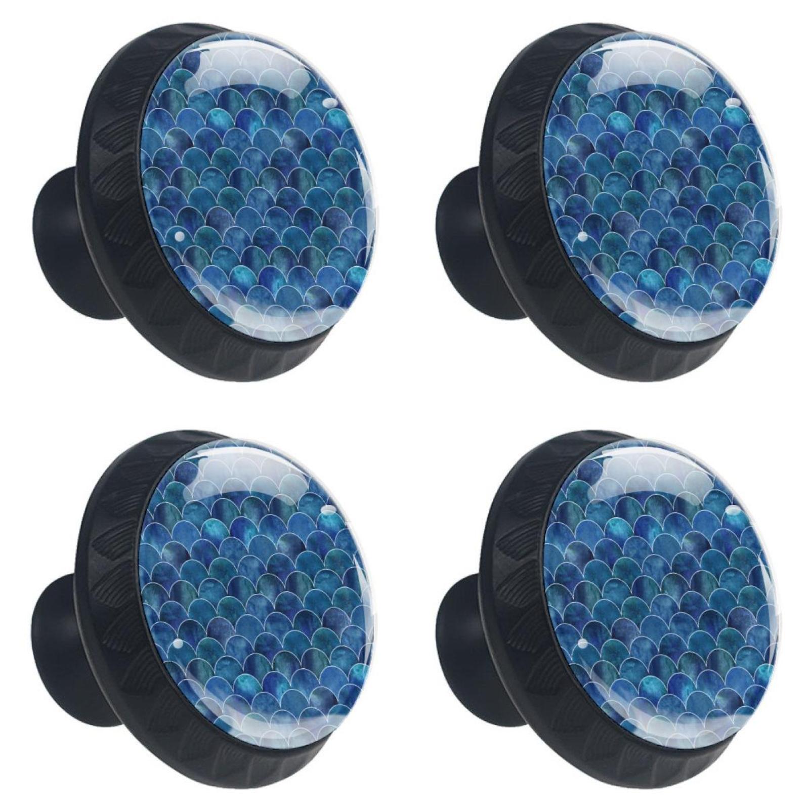 4PCS Drawer Knobs Pull Handle Dark Blue Mermaid Fish Scales - Walmart.com