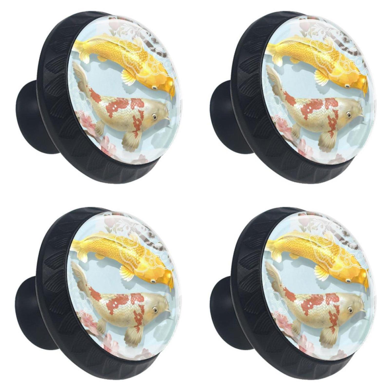 4PCS Drawer Knobs Pull Handle Koi Fish in the Pond - Walmart.com