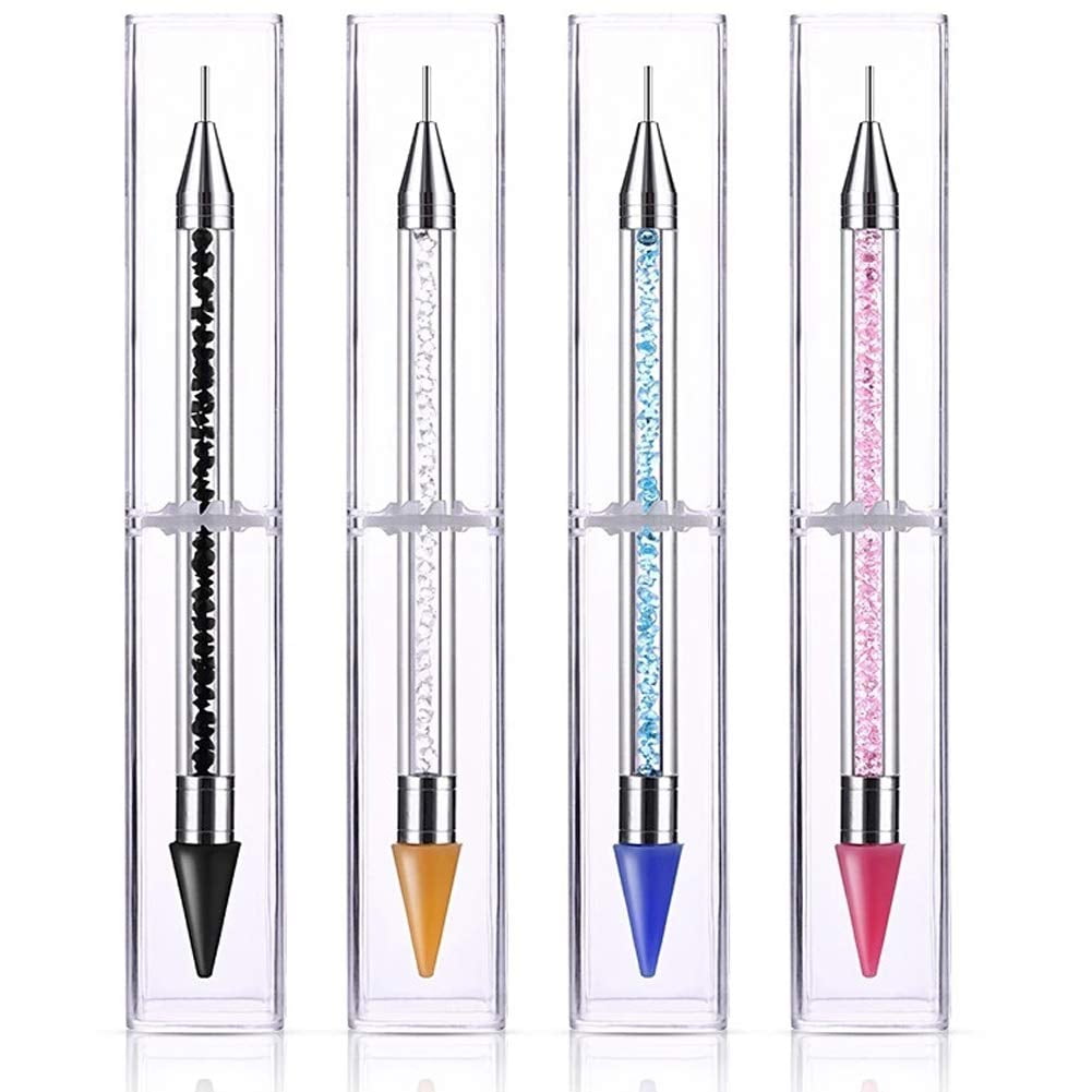 4PCS Dual-Ended Nail Rhinestone Picker Wax Tip Pencil Pick Up ...