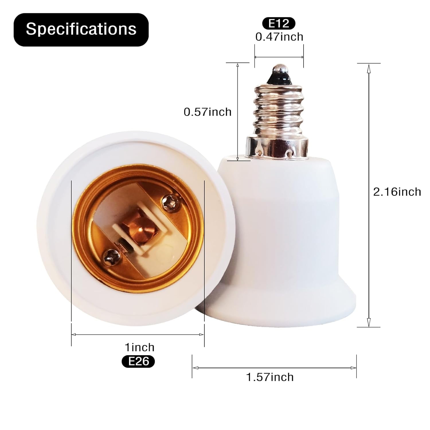 4PCS E12 to E27 / E26 Adapter, Standard Medium Edison Screw Base Socket ...