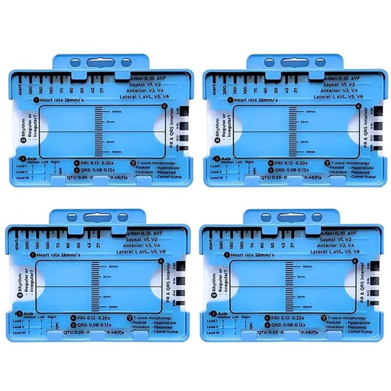 4PCS ECG 7 Step Ruler,ECG Ruler for ECG/EKG Interpretation,ECG Plastic ...