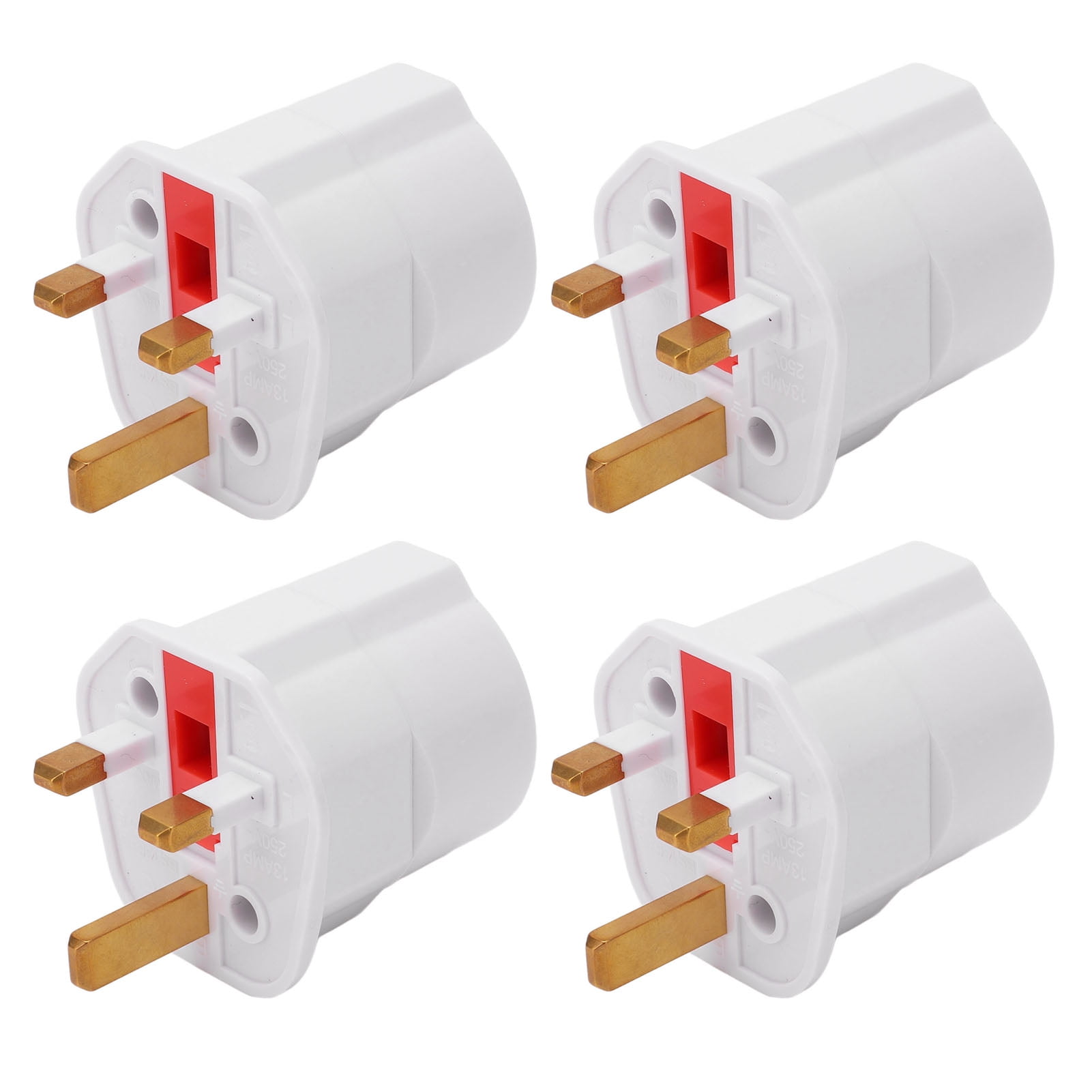 4PCS EU to UK Conversion Plug Grounding 2 Pin to 3 Pin Adapter ...