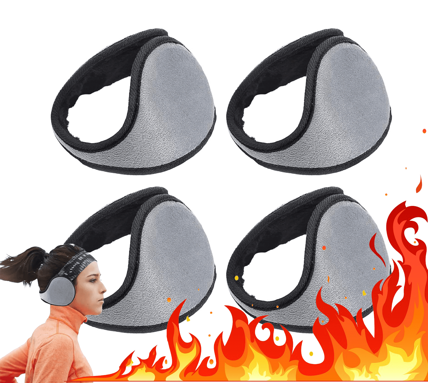 4PCS Ear Muffs for Winter Women Men Fleece Earmuffs for Running Cycling ...