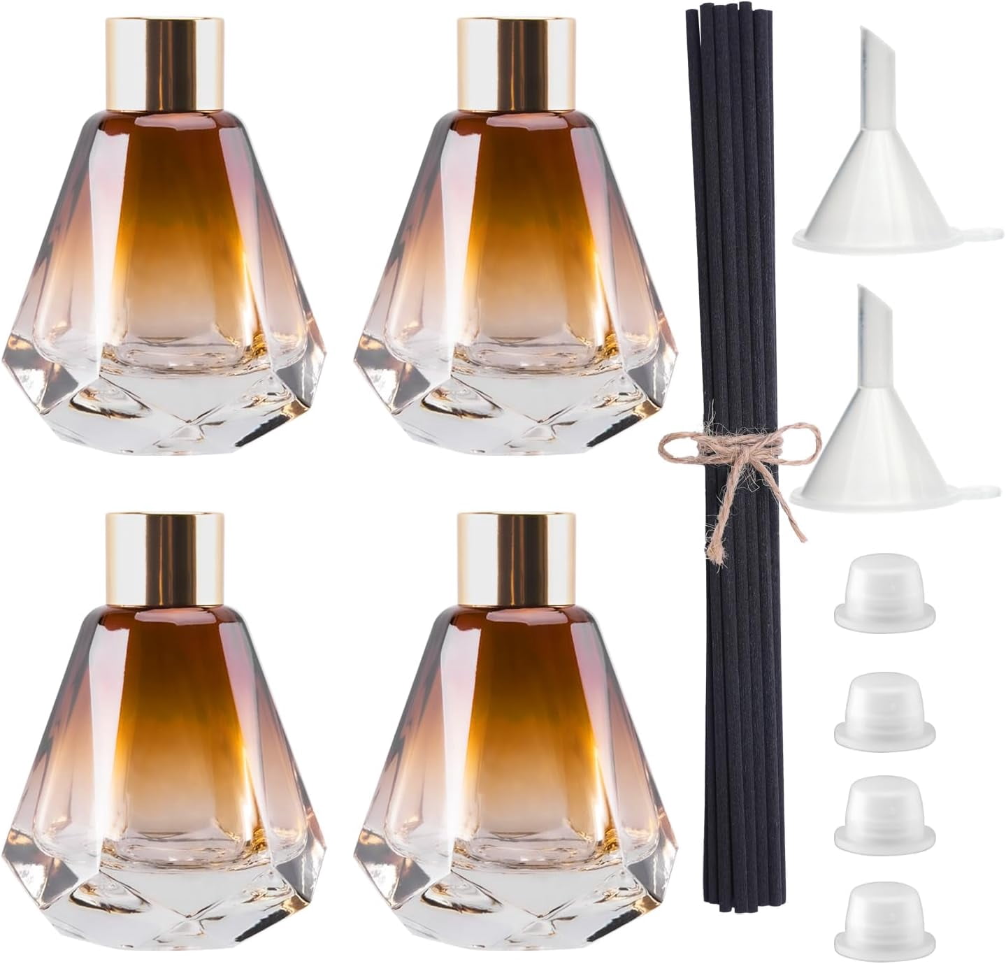 4PCS Empty Reed Diffuser Bottles,60ML/2.1Oz Glass Refillable Fragrance ...