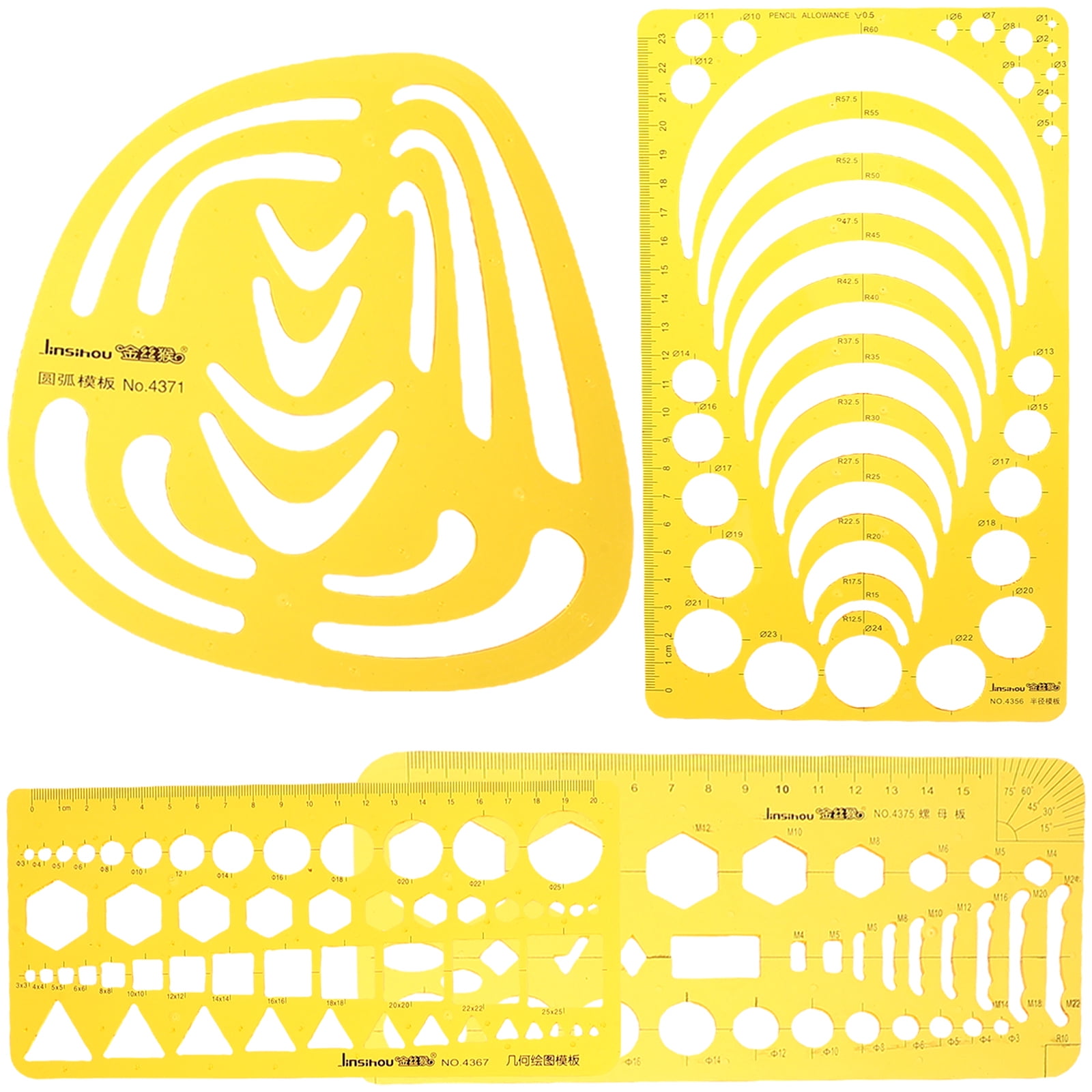 4PCS Expanded House Plan Template Measuring Geometric Rulers For Office ...