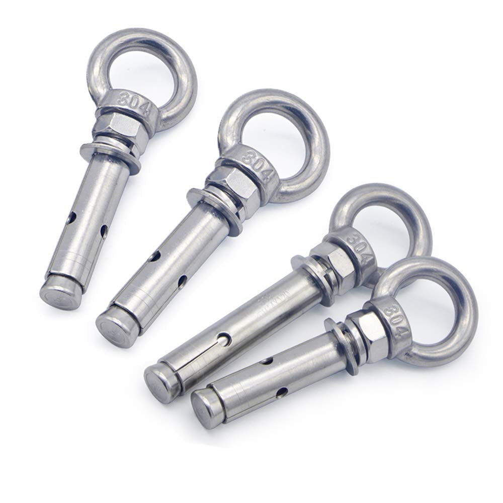 4PCS Expansion Eye Bolt with Ring, M6 x 70mm 304 Stainless Steel ...