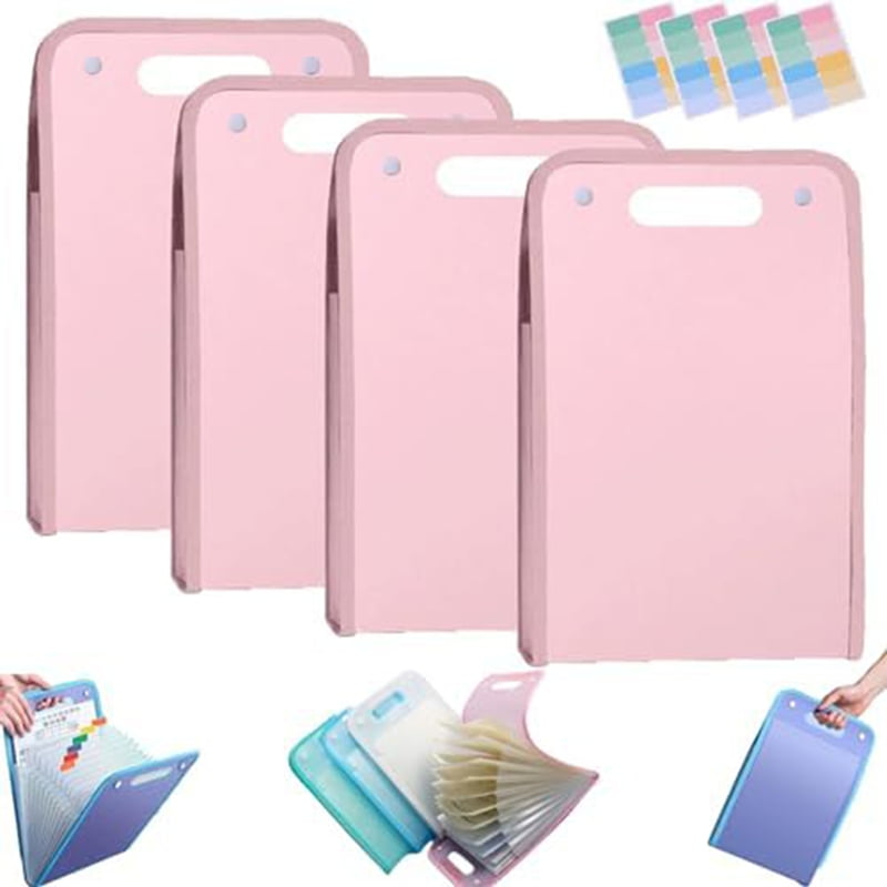 4PCS Extended Waterproof Folder, Vertical File Manager with Handle 13 Pocket A4 Multi-Page ...