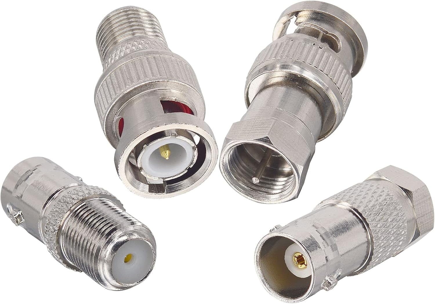 4PCS F Type to BNC Connector Kit F to BNC Male/Female to F Male/Female Converter BNC to F RG6 RF ...