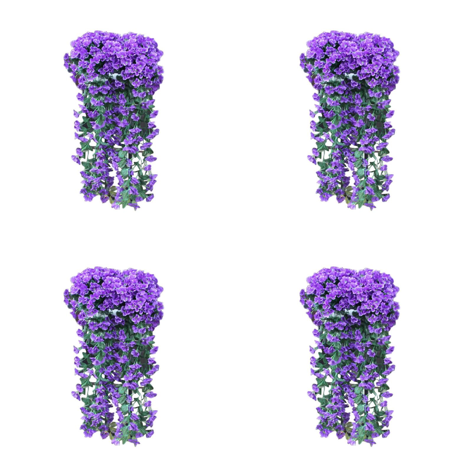 4PCS Wisteria Flowers - Violet Artificial Hanging Vine for Wedding Arch ...