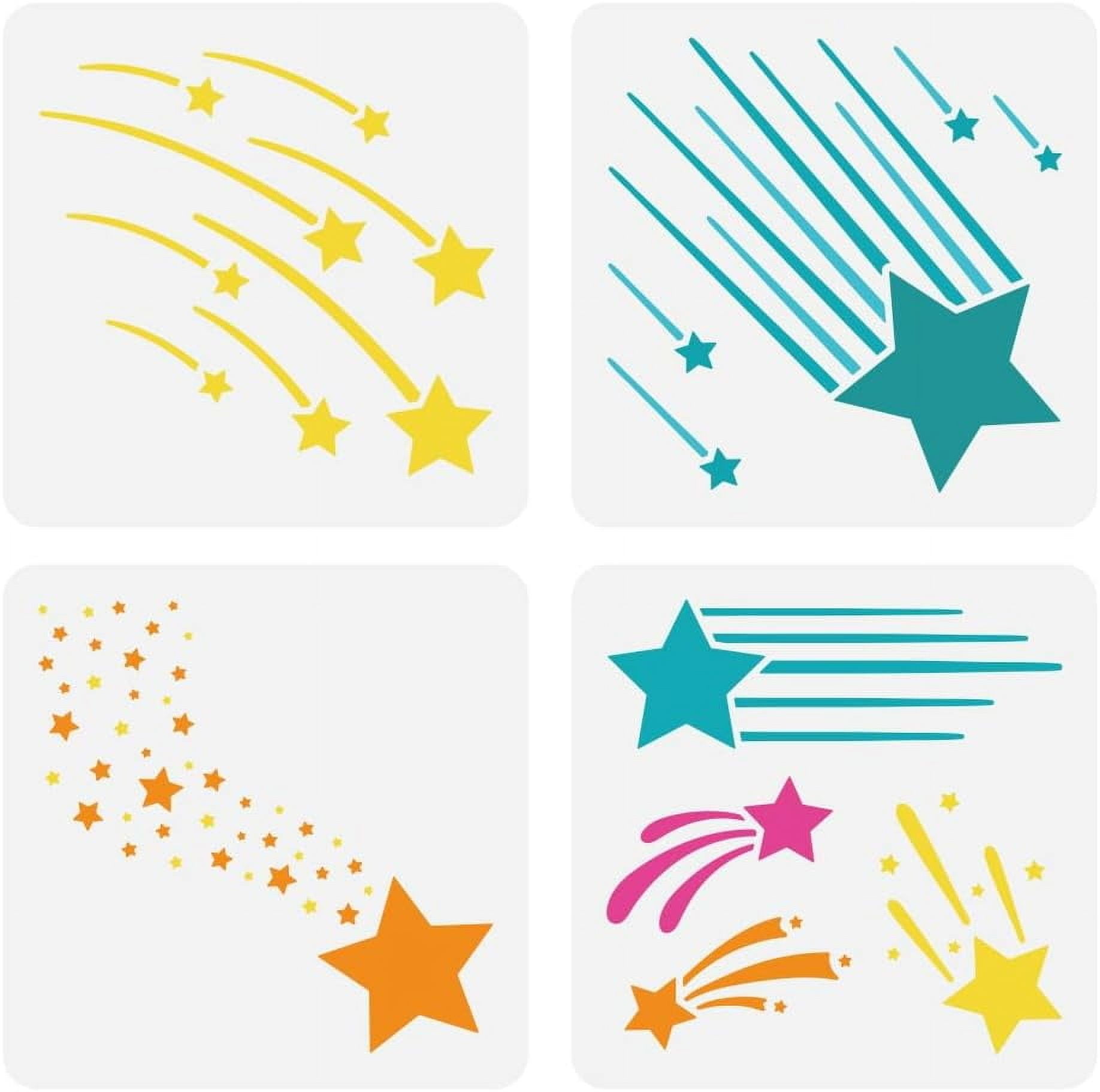 4Pcs Falling Stars Painting Stencils 5.9x5.9 inch Large Meteors Lines ...