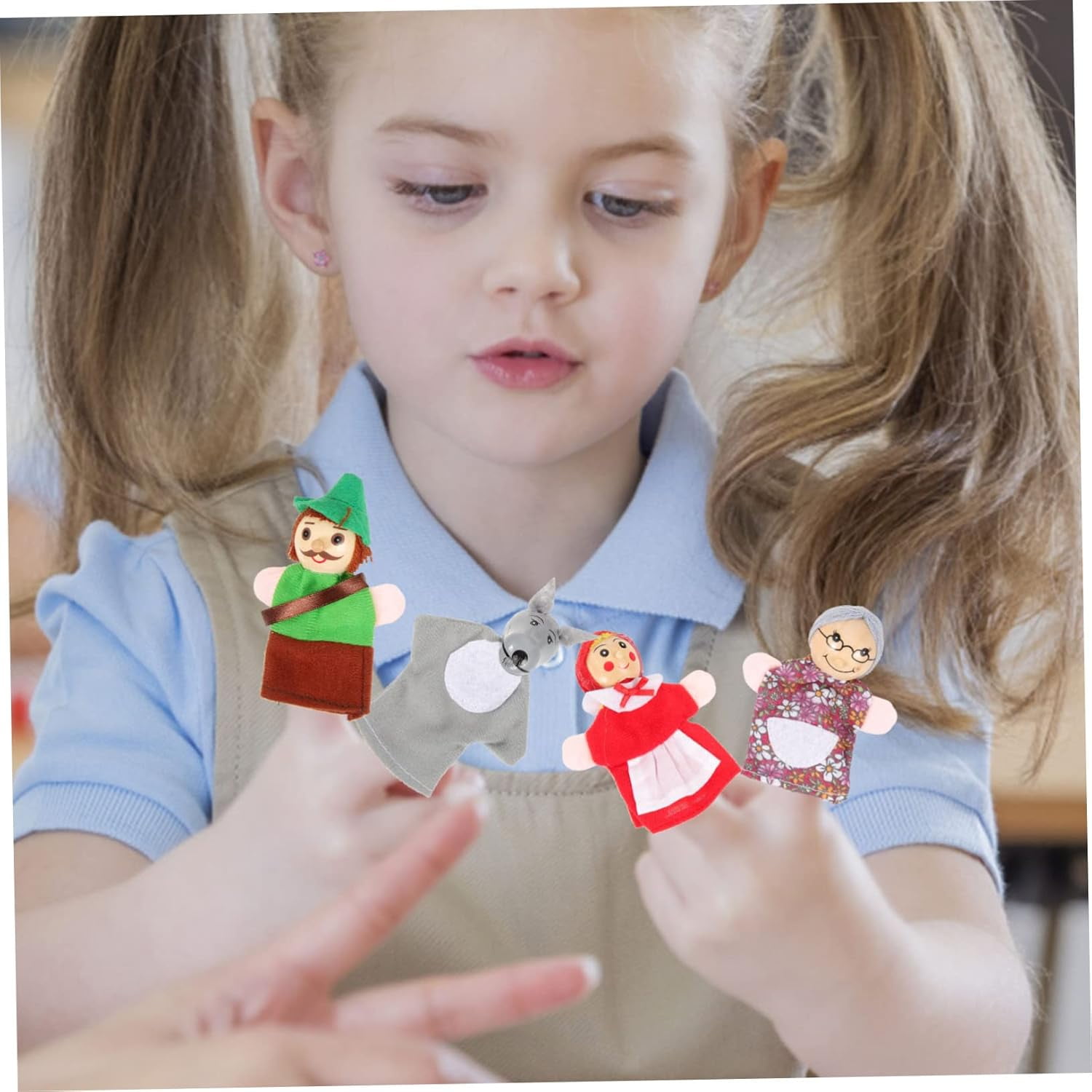 4PCS Finger Puppets - Little Red Riding Hood Finger Puppets for ...
