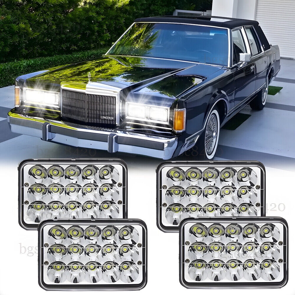 4PCS Fit Lincoln Town Car 1981-1989 4x6" LED Headlights Sealed Hi/Lo ...