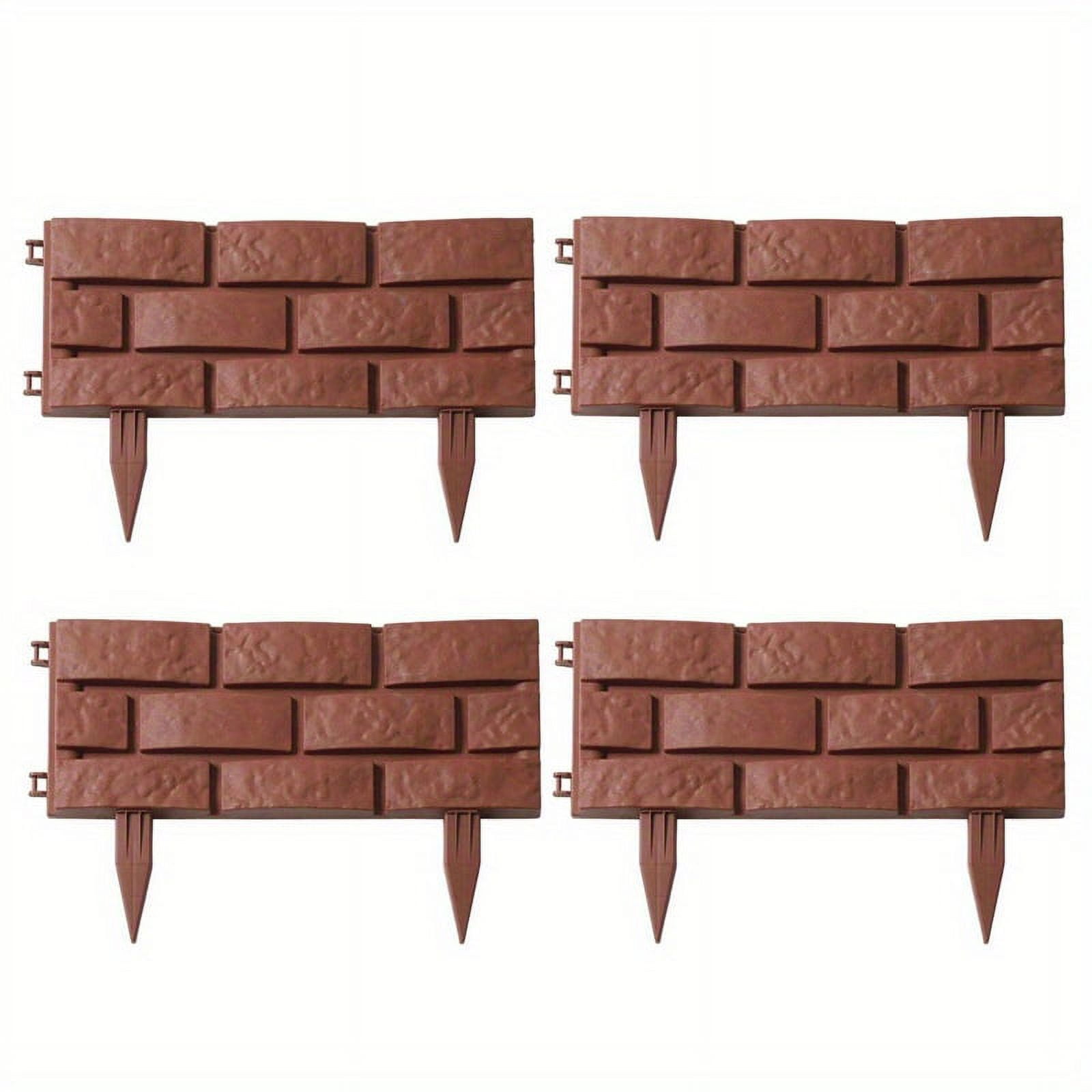 4PCS Flower Bed Edging Plastic Garden Fence DIY Edging Stones Brick ...