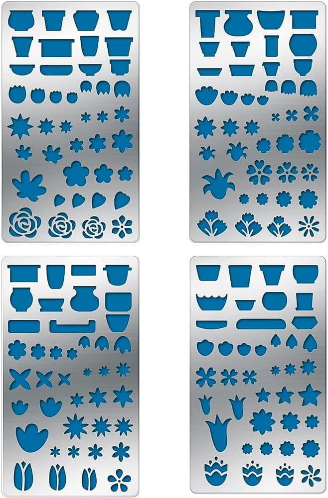 4PCS Flower Pattern Metal Stencils Flower Pot Illustration Stencil ...