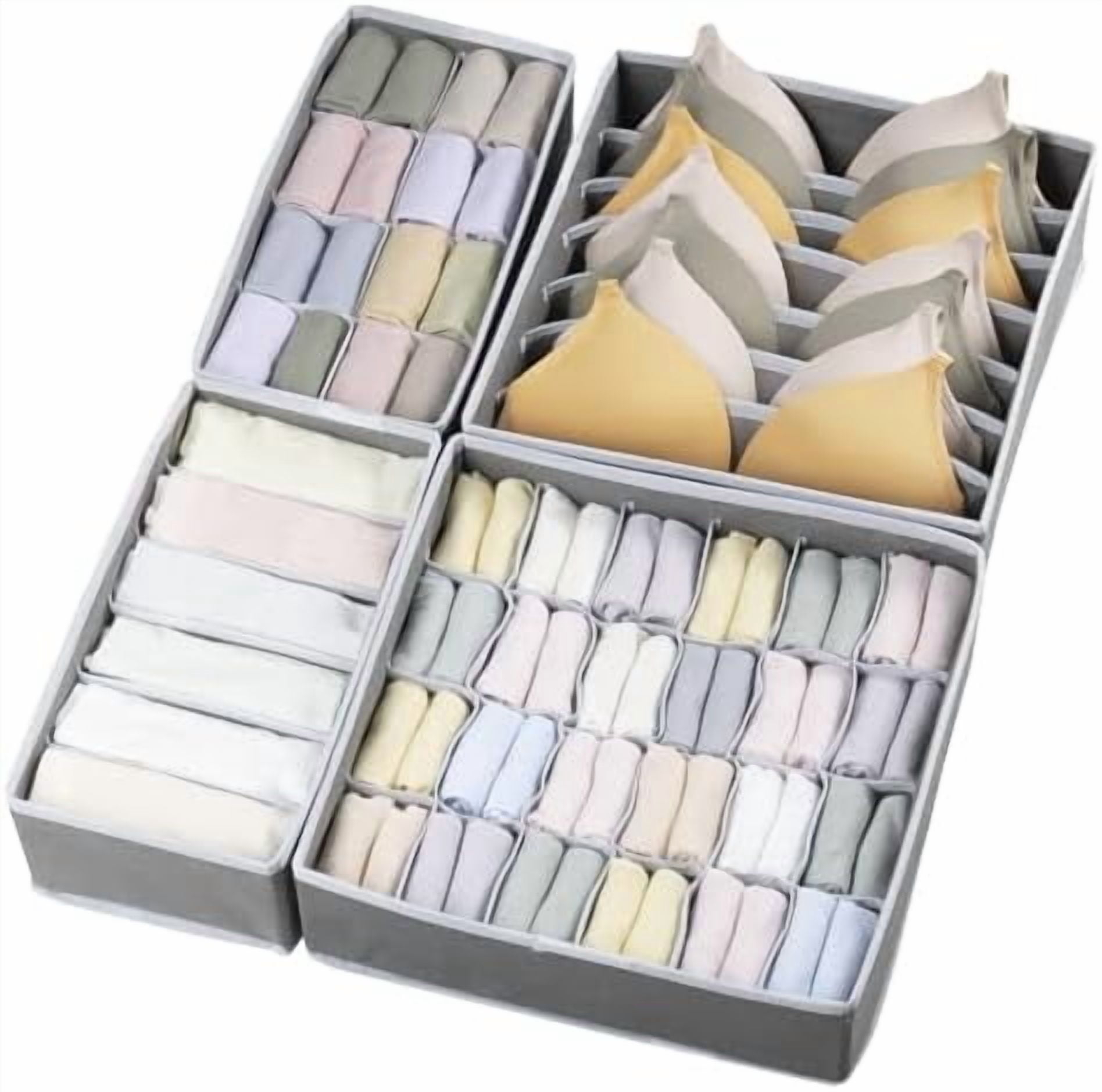4PCS Foldable Underwear and Bras Drawer Organizers, Underwear Drawer ...