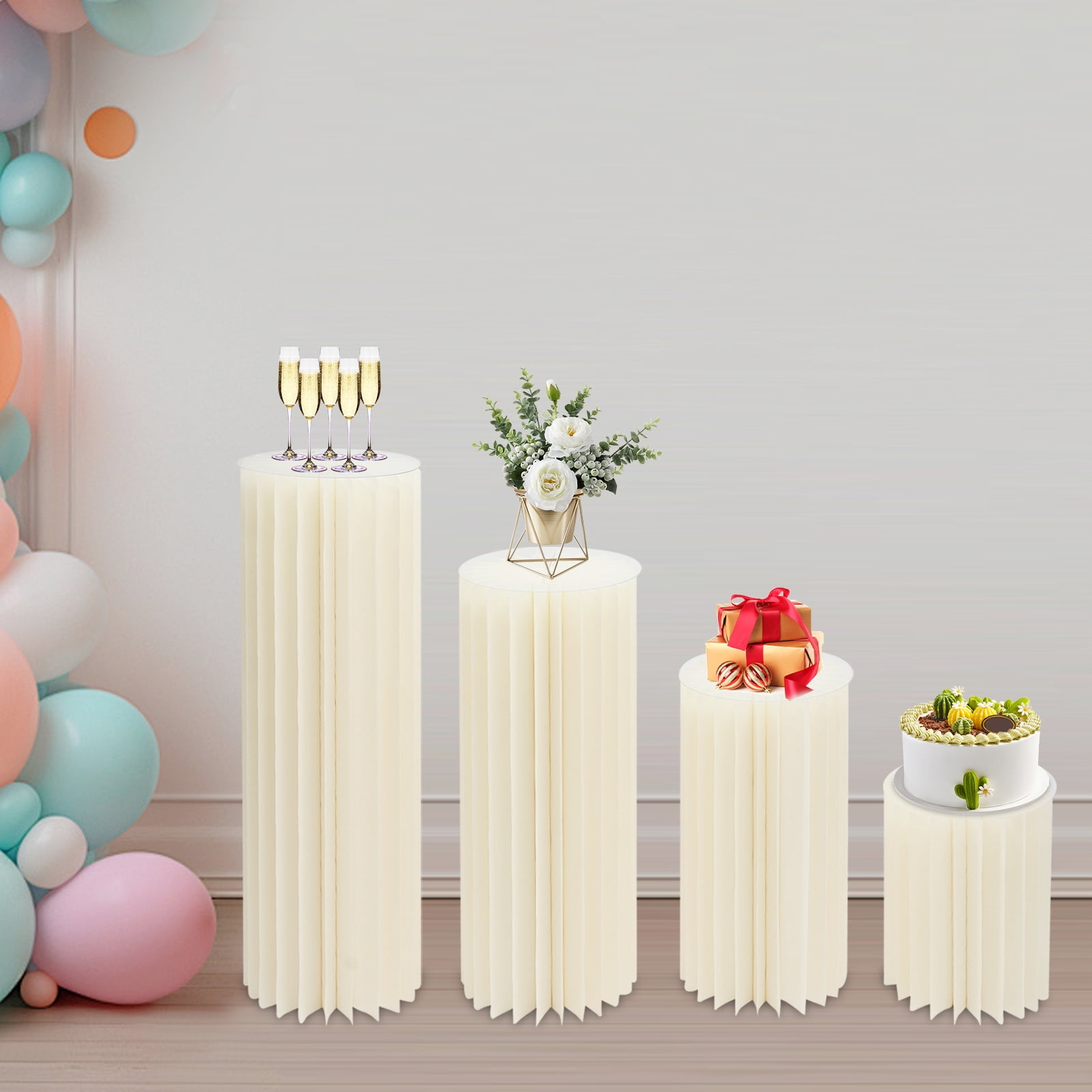 4PCS Folding Cylinder Stands Set Wedding Centerpiece Cardboard Roman ...