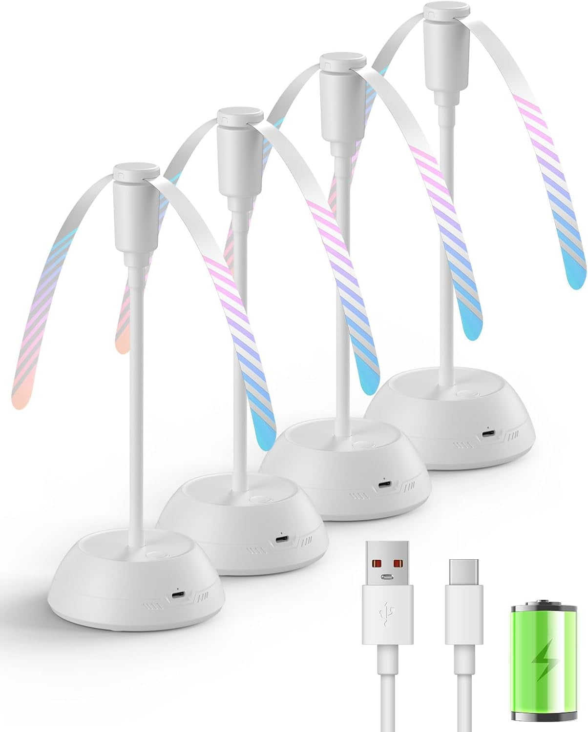 4PCS Food Fan for Table, 2000mAh Rechargeable Portable Tabletop Fans ...