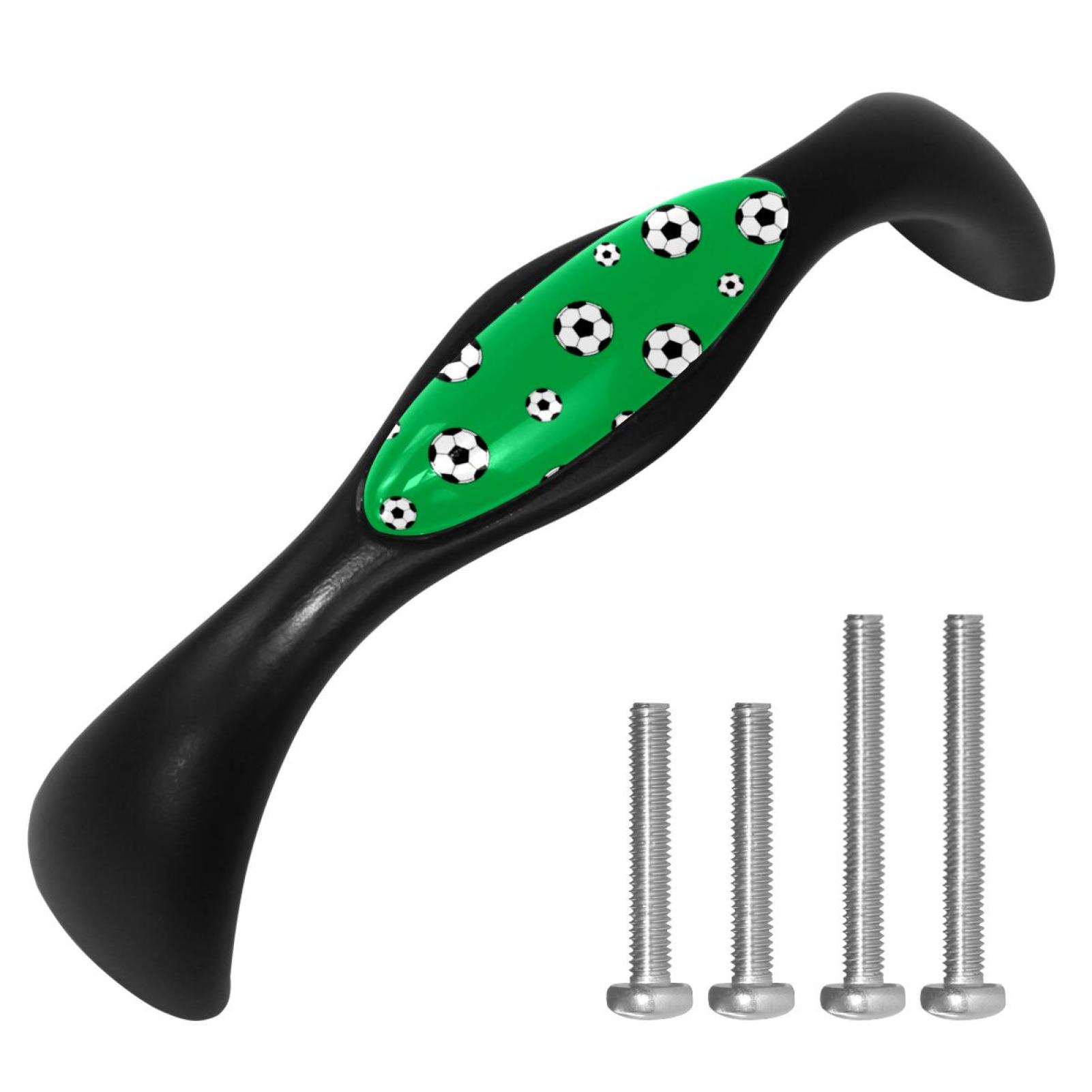4PCS Football Arched Drawer Pulls Crystal Glass Black Knobs with Screws ...